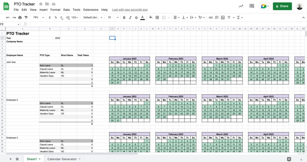 100 FREE PTO Tracking Template 2023 ClockIt