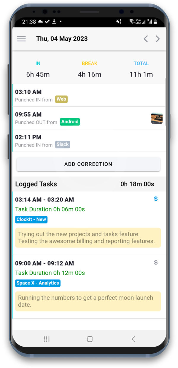 Time Clock App For Android Clockit
