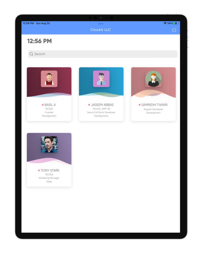 Time Clock Kiosk App for iPad - ClockIt