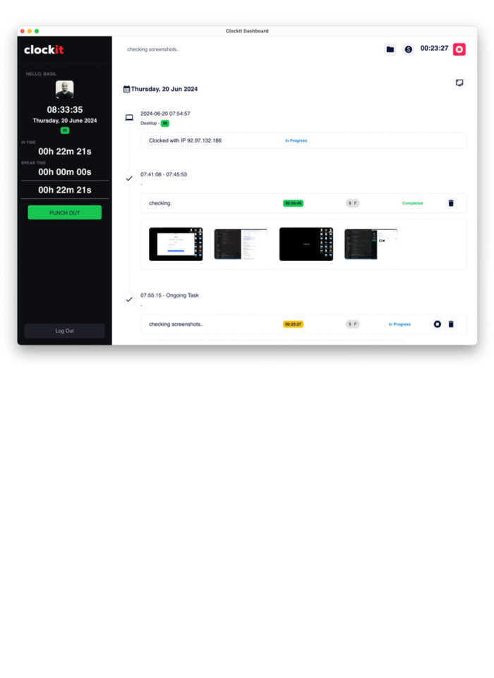 Desktop Time Clock App - ClockIt