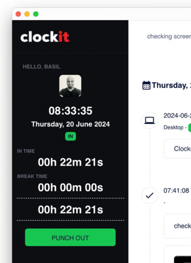 Desktop Time Clock App - ClockIt